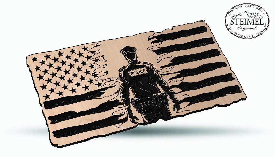 Police Officer Rustic American Flag SVG, Laser Cut File - Etsy
