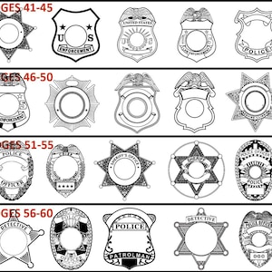 Police Badge Assortment 51-55, Blank, Woodworking, Sheriff, Officer ...