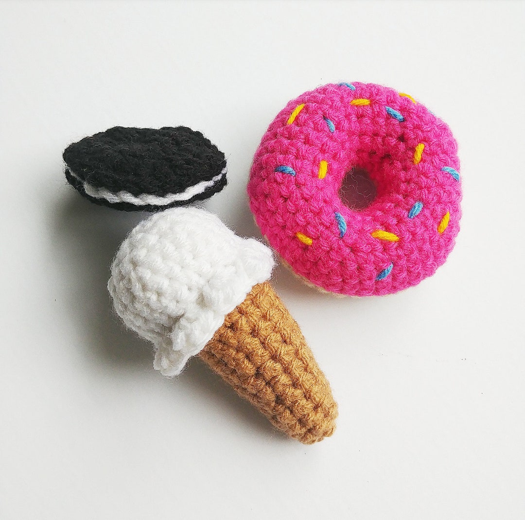Crochet Dessert Set Amigurumi Play Food Donut Ice Cream - Etsy