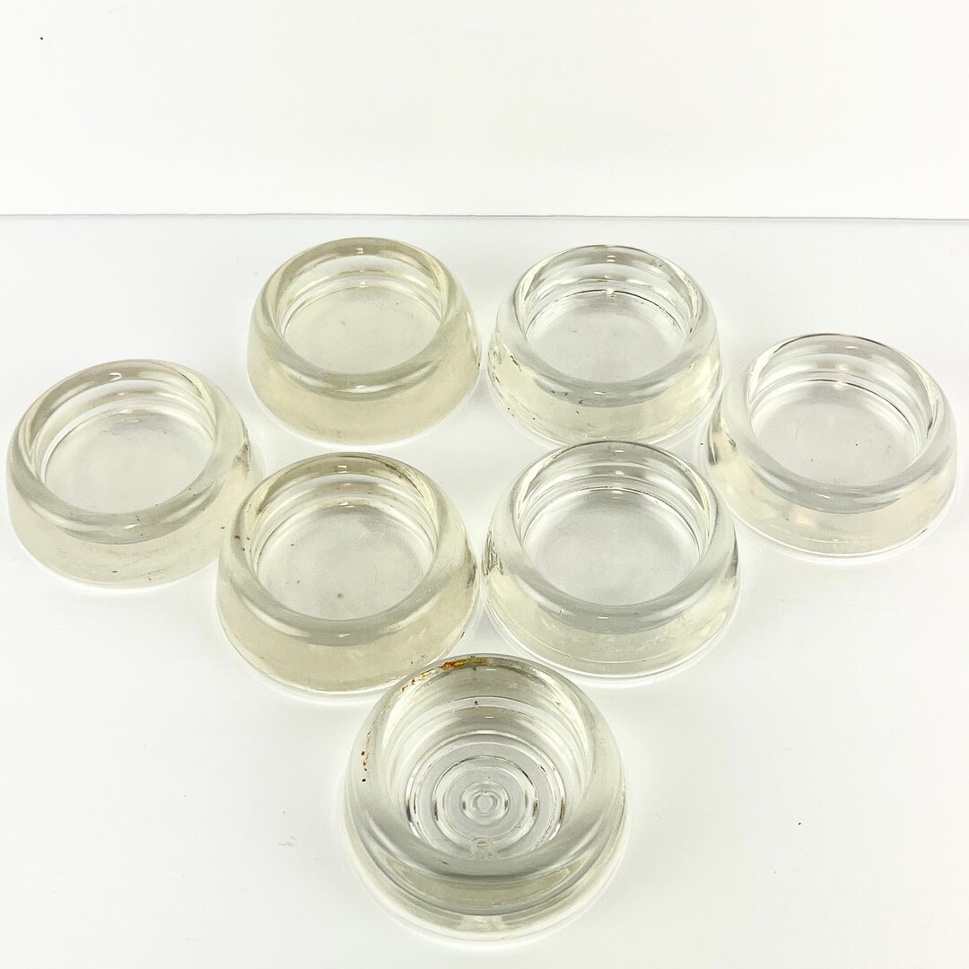 Vintage Hazel Atlas Glass Furniture Leg Cup Coasters Sliders Set of 7 ...