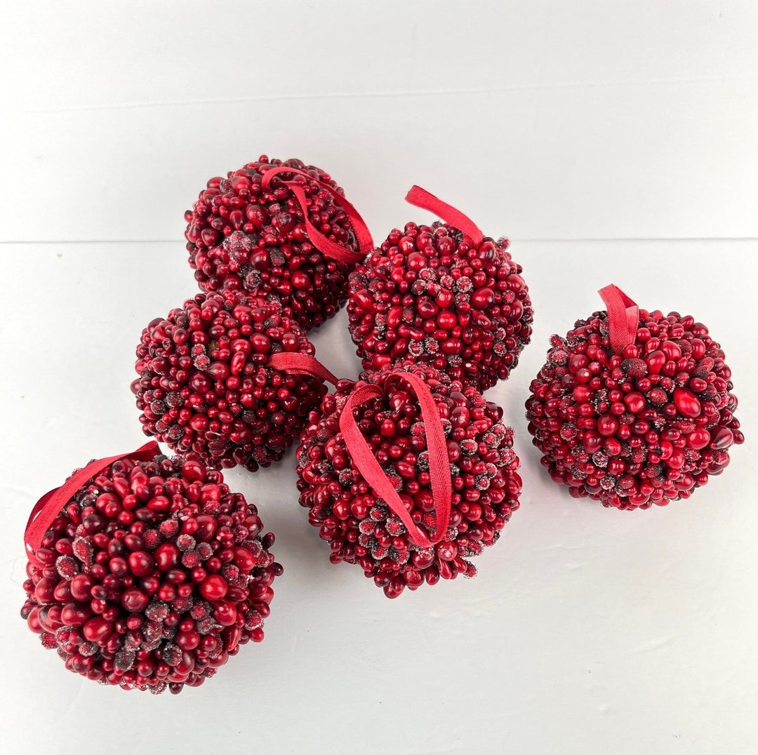 Iced Red Berry Ball Ornament Kissing Ball Set of 6 - Etsy