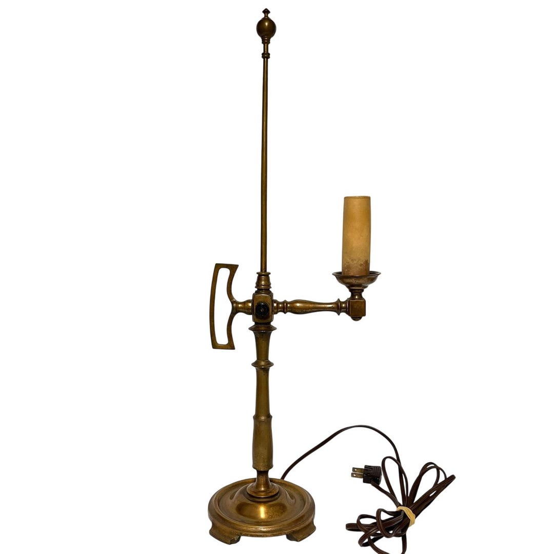 Vintage Brass Bridge Arm Desk Table Lamp Colonial - Etsy