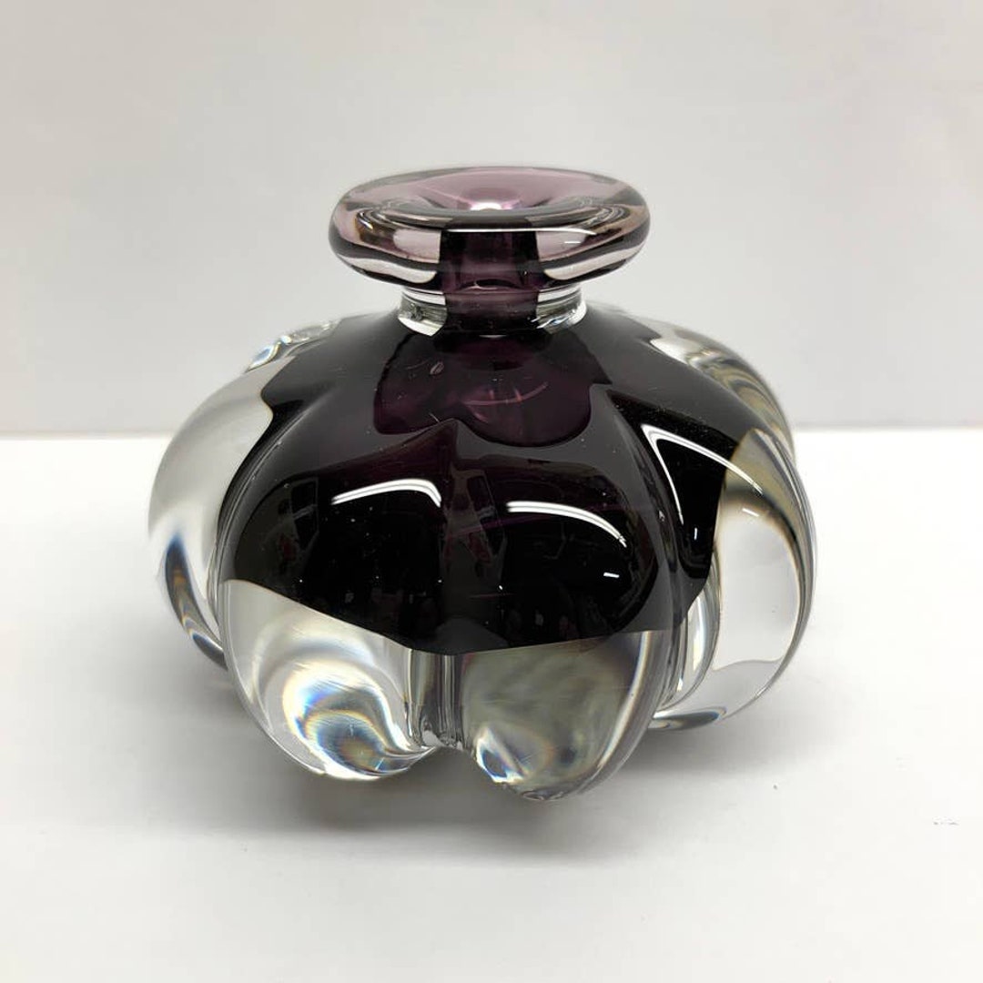 Hand Blown Cased Glass Signed Squat Pumpkin Perfume Bottle Vase ...