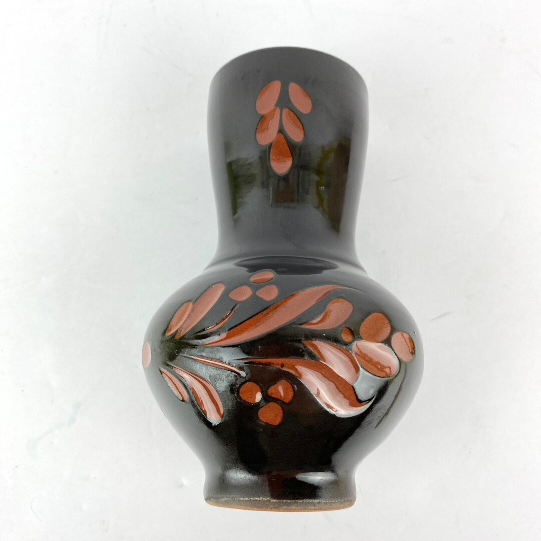 Vintage Redware Pottery Vase Hand Painted Hungary Studio Art Pottery - Etsy