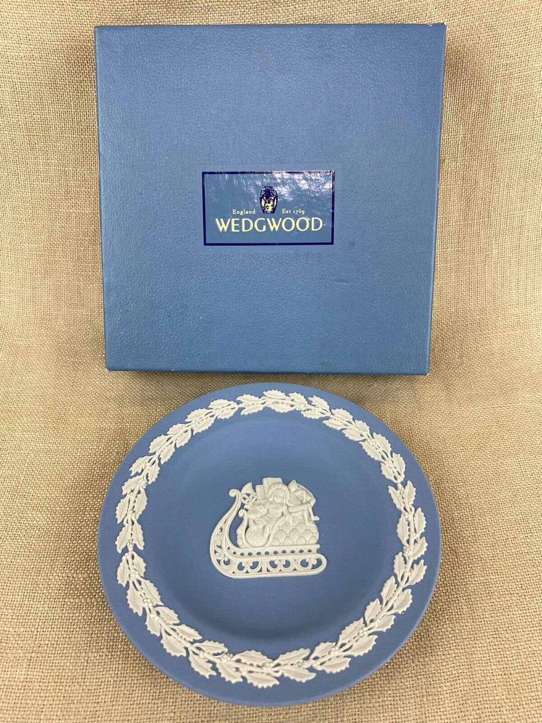 Wedgwood Jasperware Blue Christmas Sleigh Tray Trinket Dish - Etsy