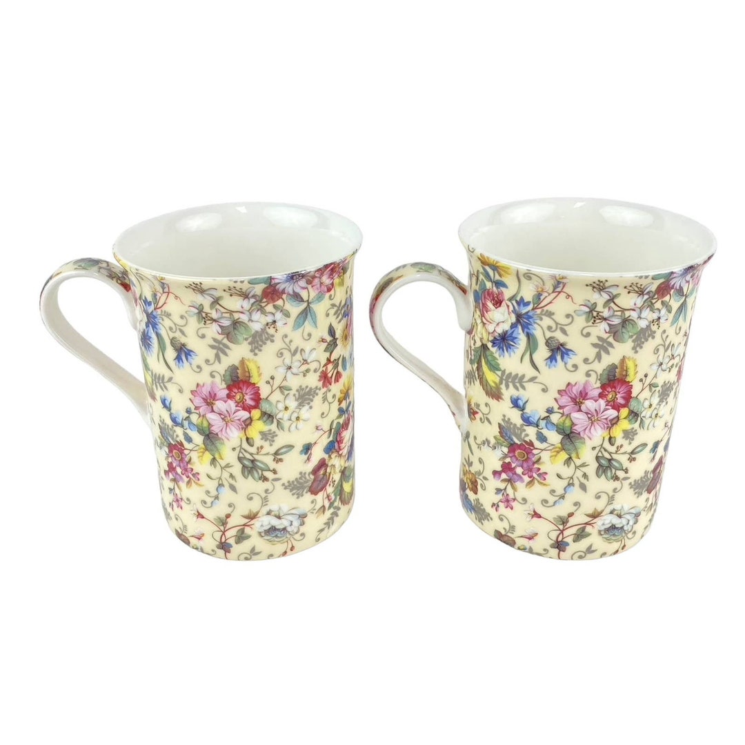 Gracie Bone China GCB5 Set of 2 Mugs Cups Floral on Vines Chintz - Etsy