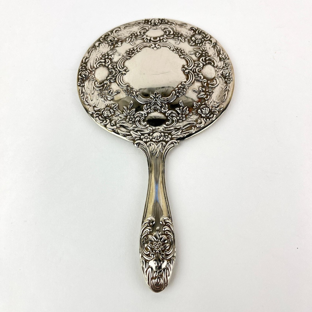 Silverplate Vanity Boudoir Hand Mirror Ornate Relief - Etsy