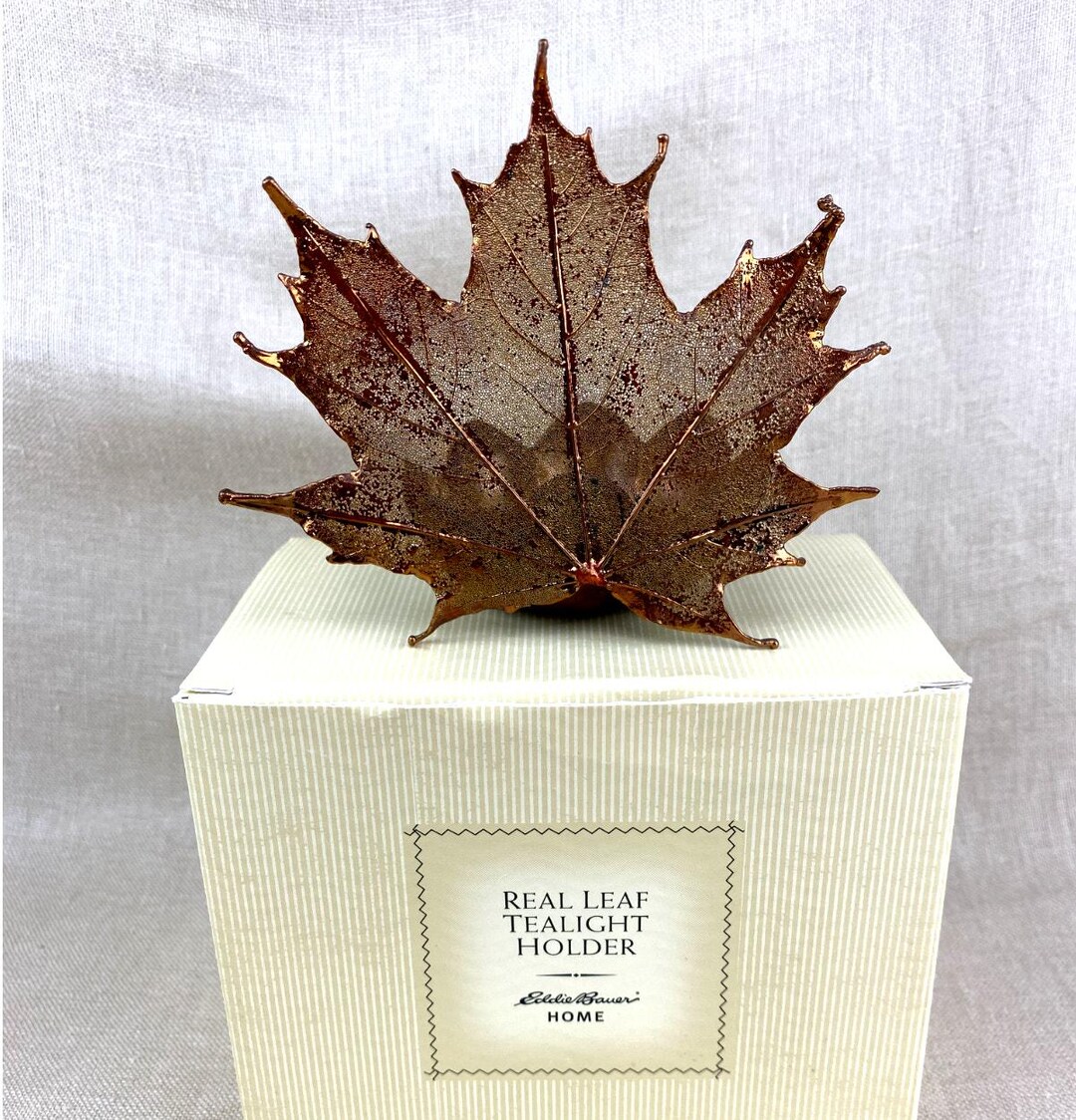 Eddie Bauer Real Leaf Copper Tealight Holder - Etsy