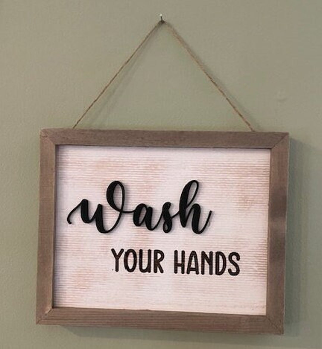Bathroom Sign, Wash Your Hands Wooden Sign, Farmhouse Bathroom Sign ...