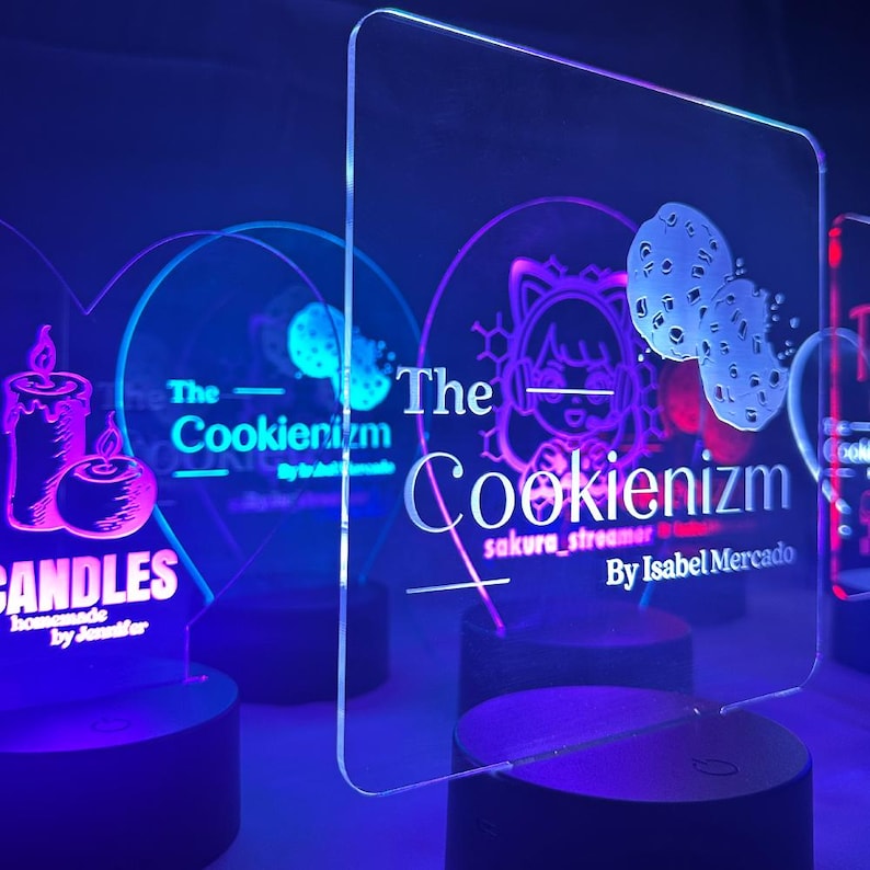 Custom LED Logo Sign | Engraved Acrylic Plate, Color Changing - Etsy