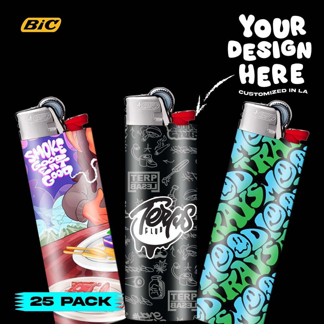 5 PACK Customizable BIC Lighter Vinyl Heat Wrapped Personalized ...