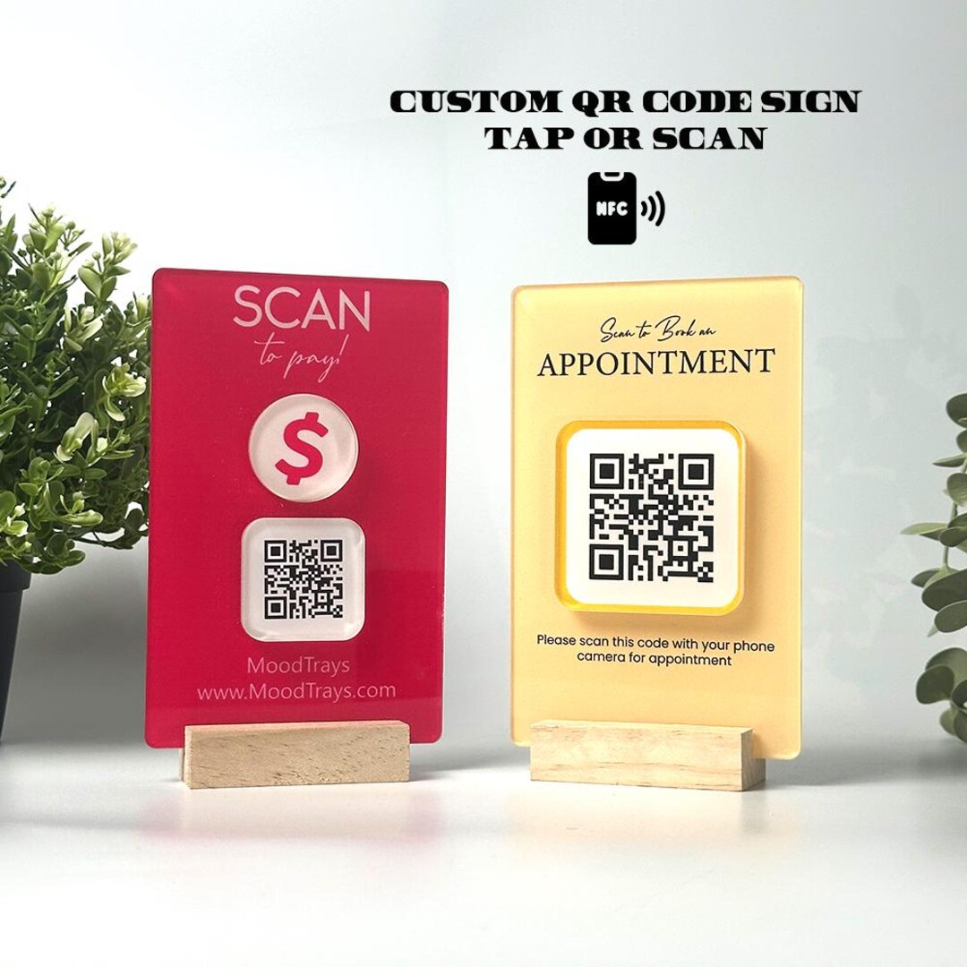 Modern Acrylic QR Code Sign - NFC Tappable, 3D Raised Effect - Etsy
