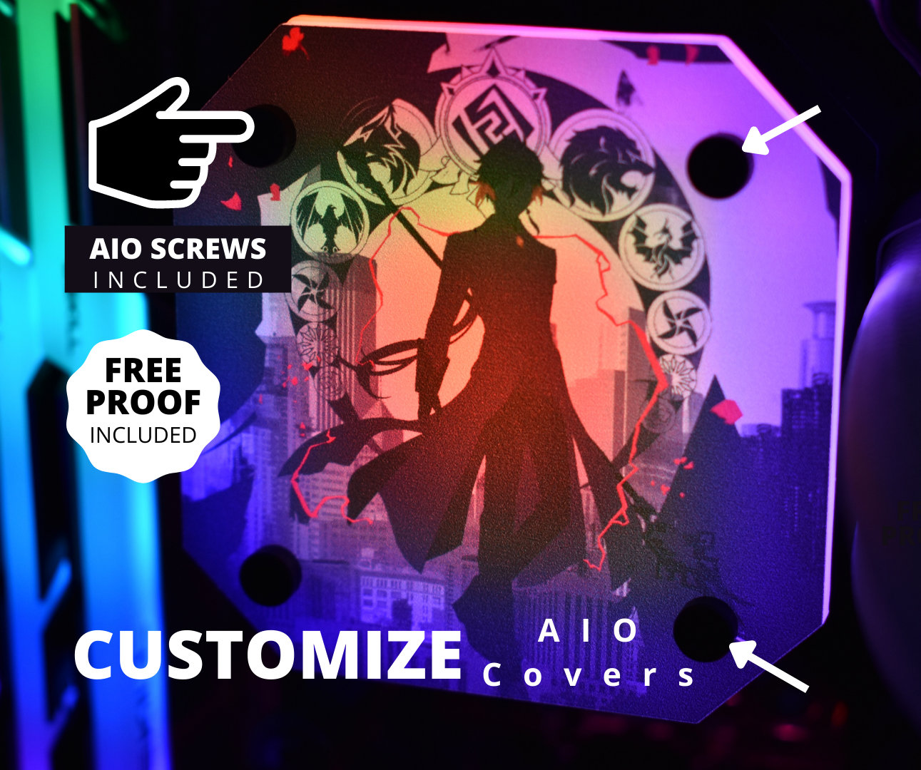 Custom AIO Covers for Corsair Icue ELITE CAPELLIX (h100i, H115i, H150i ...