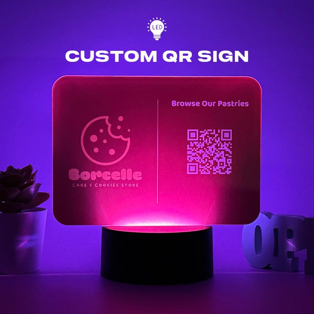Custom LED QR Code Sign | Personalized Acrylic Business Display - Etsy