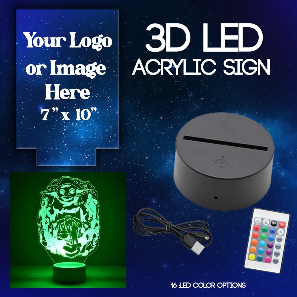 Custom LED Light Base & Custom Laser-etched Acrylic Sign With - Etsy
