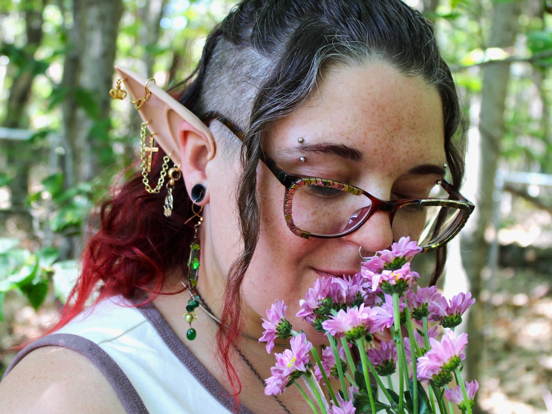 Pierced Elf Ears W/ Beautiful Gold Adornments - Gold Charm and Chain ...