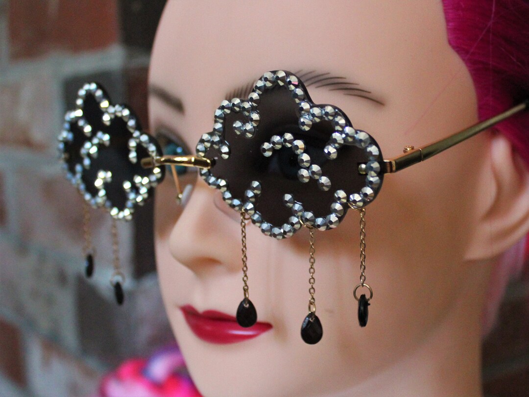 Multiple Color Options - Rain Cloud Shaped Rhinestone Sunglass Adult ...