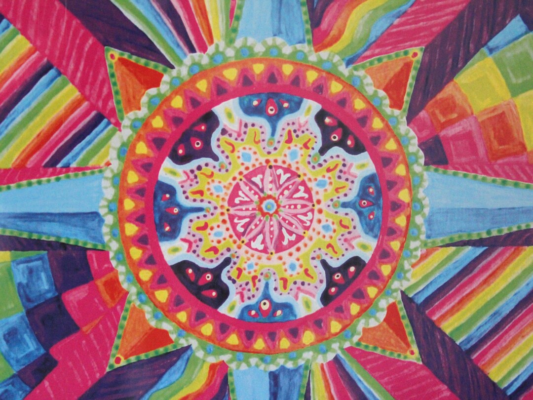 DIRECTIONS #1036 Colorful Rainbow Compass Mandala Design Art Print ...