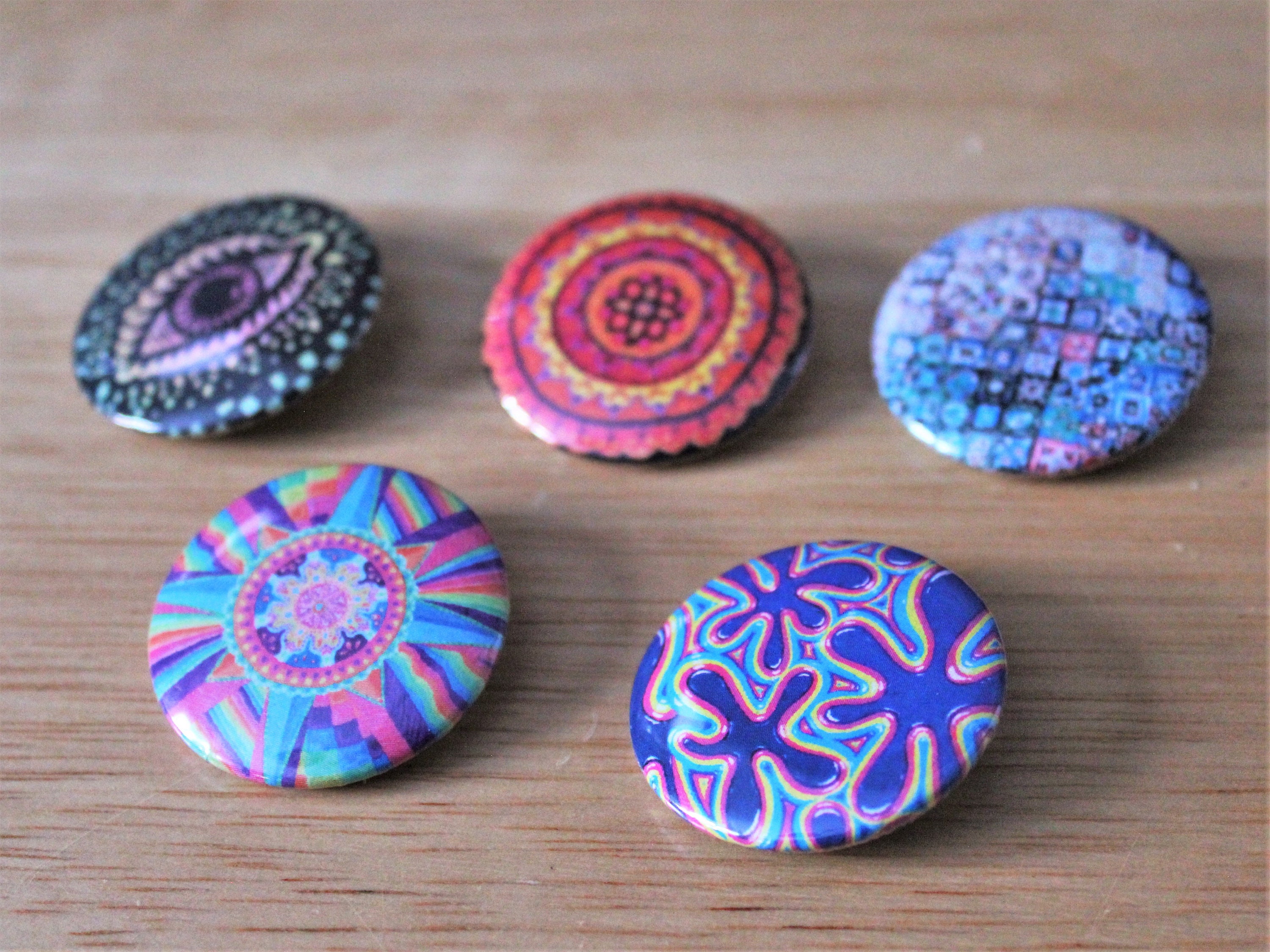 Pack of 5 Abstract Art Painting Buttons Button Pin Art | Etsy