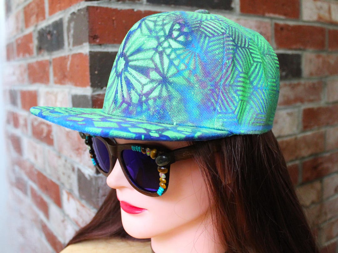 Bright Purple Blue & Neon Green Flat Brim Adjustable Snapback Baseball ...