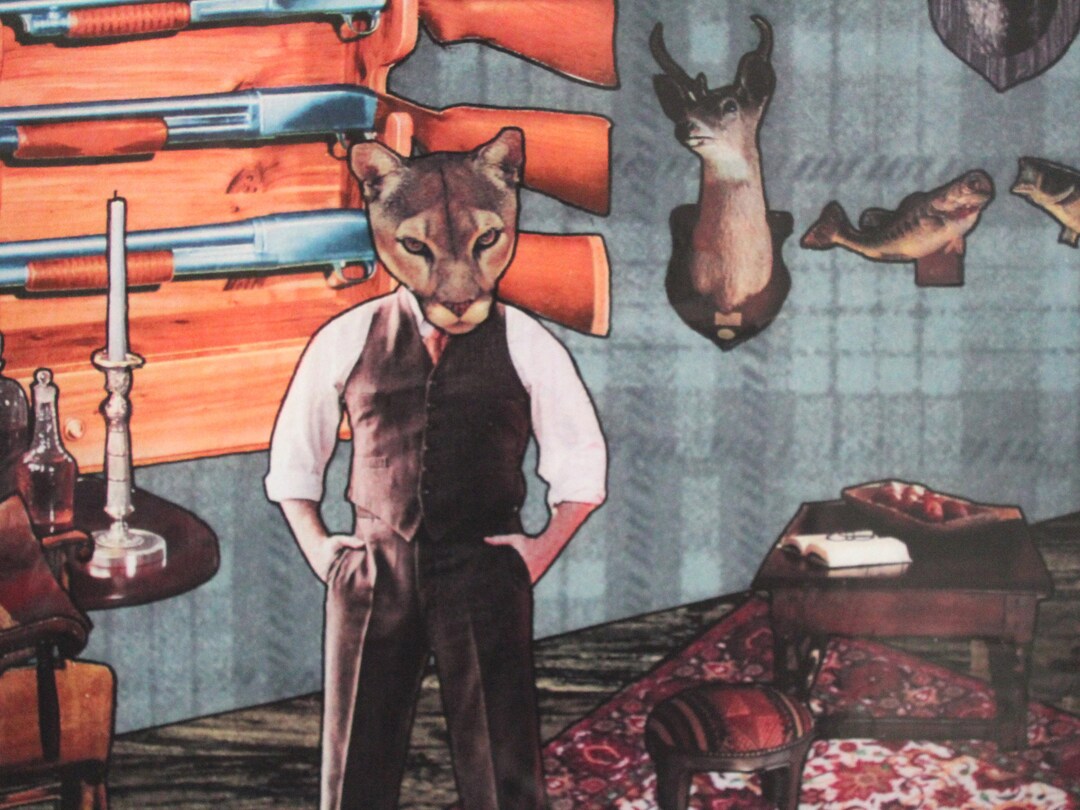 THE MAN CAVE #1076 - Cat Headed Person 11x14" Art Poster Print - Weird ...