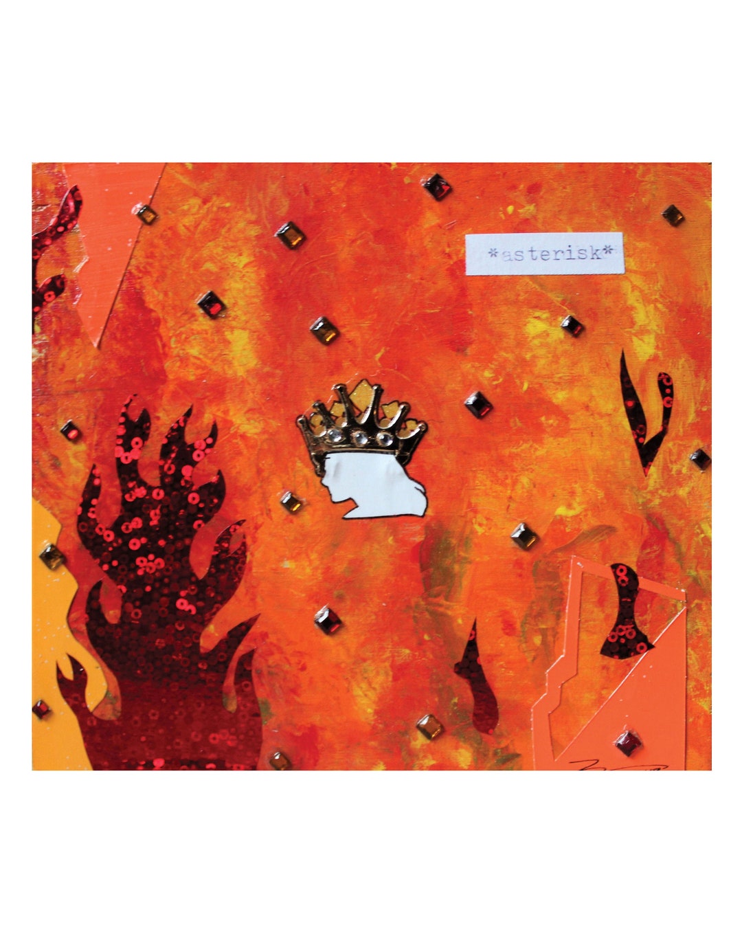 FIRE QUEEN #1023 Bright Orange and Red Art Print Poster With Flames and ...