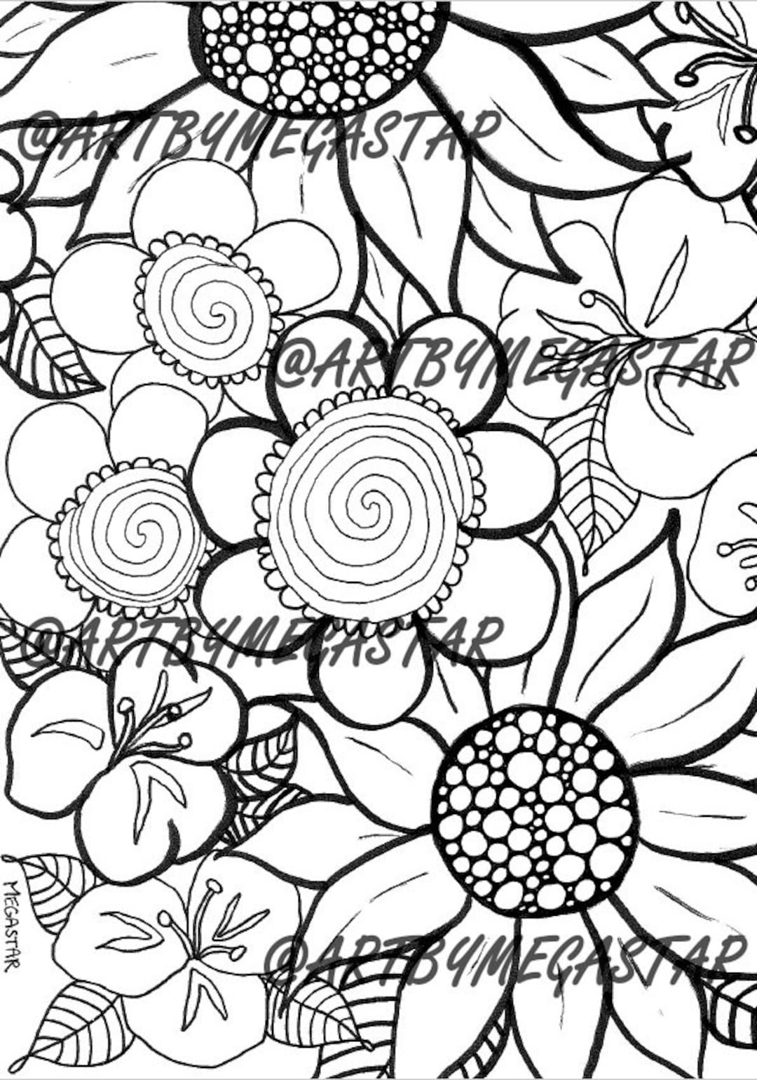 Download Printable Coloring Book Page - Flowy Flowers Coloring Book ...
