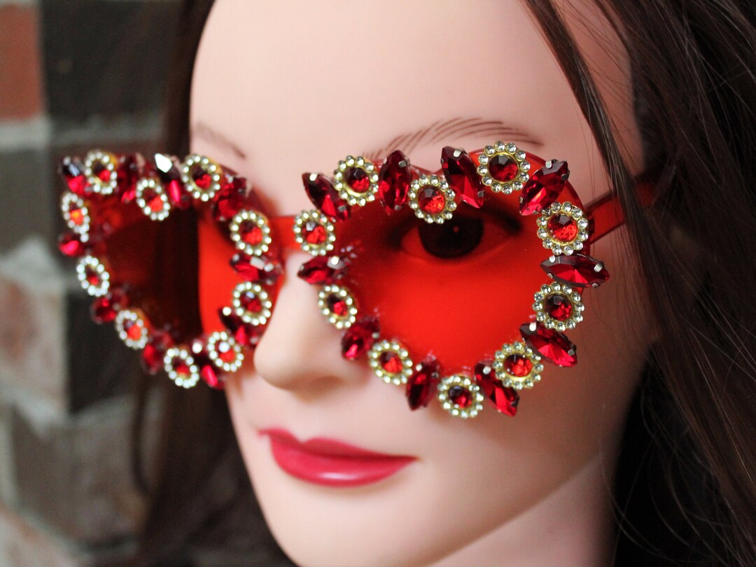 BE MINE - Oversized Scarlet Heart Sunglasses With Boujee Red Glass ...