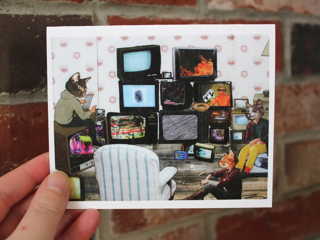 ON TV #135 - Cat People & Vintage Television Greeting Card / Thank You ...