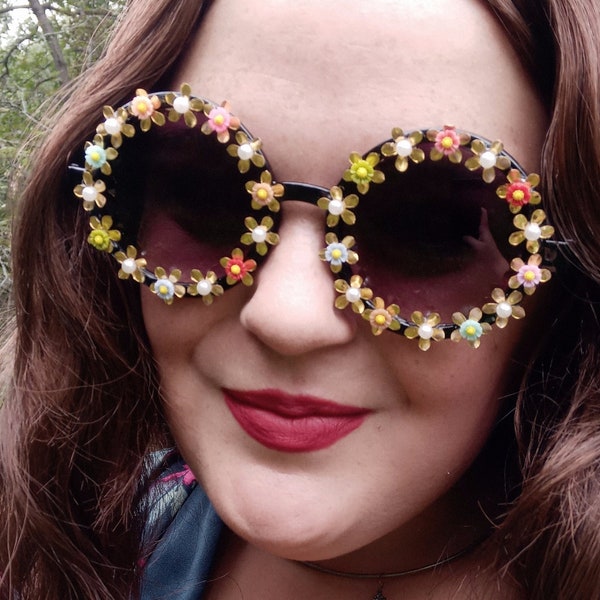 Flower Sunglasses - Etsy
