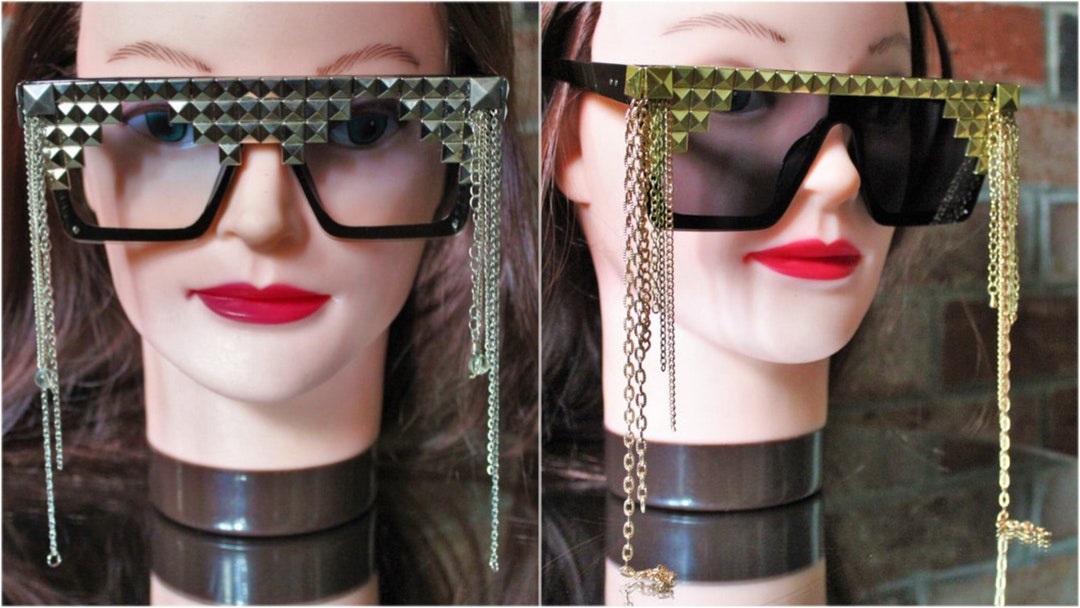 Stylish Silver or Gold Studded Sunglasses Embellished W/ Face Framing ...