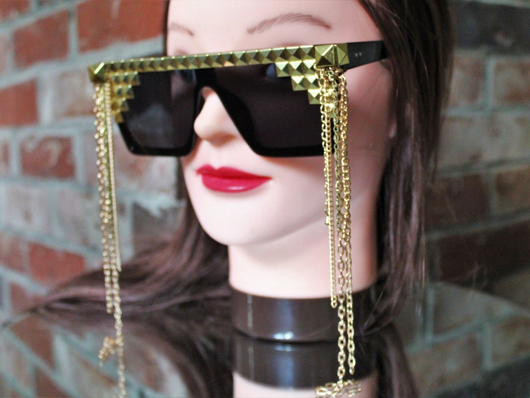 Stylish Silver or Gold Studded Sunglasses Embellished W/ Face Framing ...