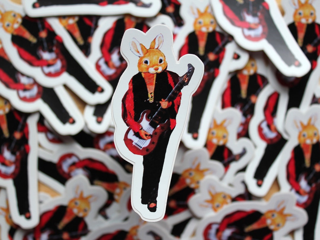 BUNNY - Rabbit Musician Sticker - Bunny Headed Person Playing Guitar ...
