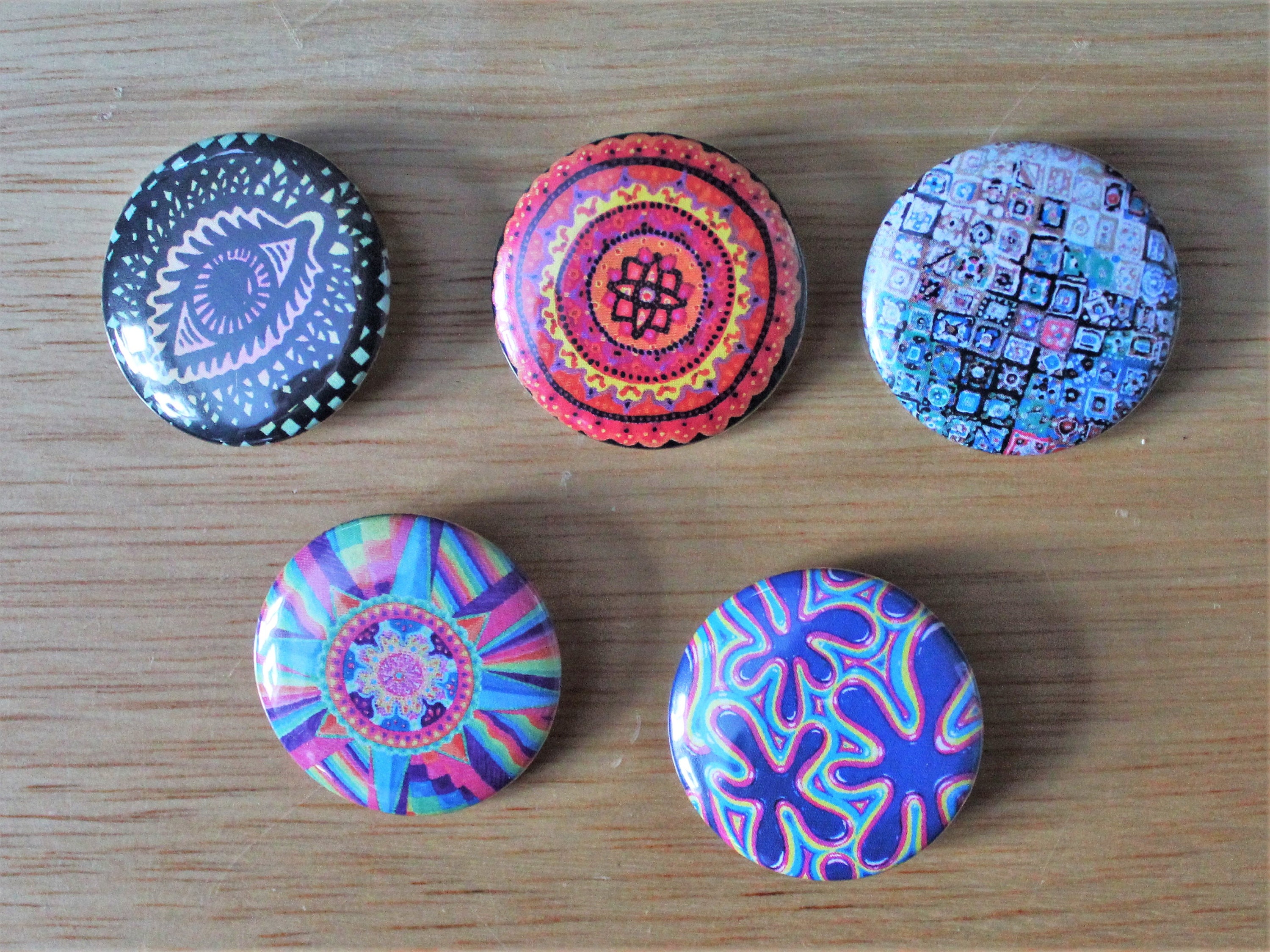 Pack of 5 Abstract Art Painting Buttons Button Pin Art - Etsy