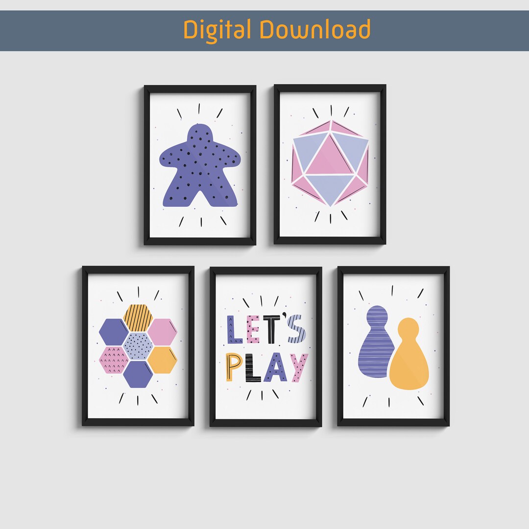 Let's Play Board Game Art Set Comes With 5 Different Designs Print at ...