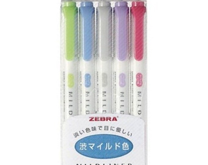 Zebra Highlighter Mildliner 5 Color Set Cool & Refined Set | Etsy