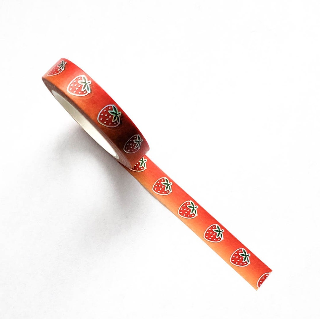 Washi Tape/ Craft Tape Thin Strawberry/strawberries With Metallic ...