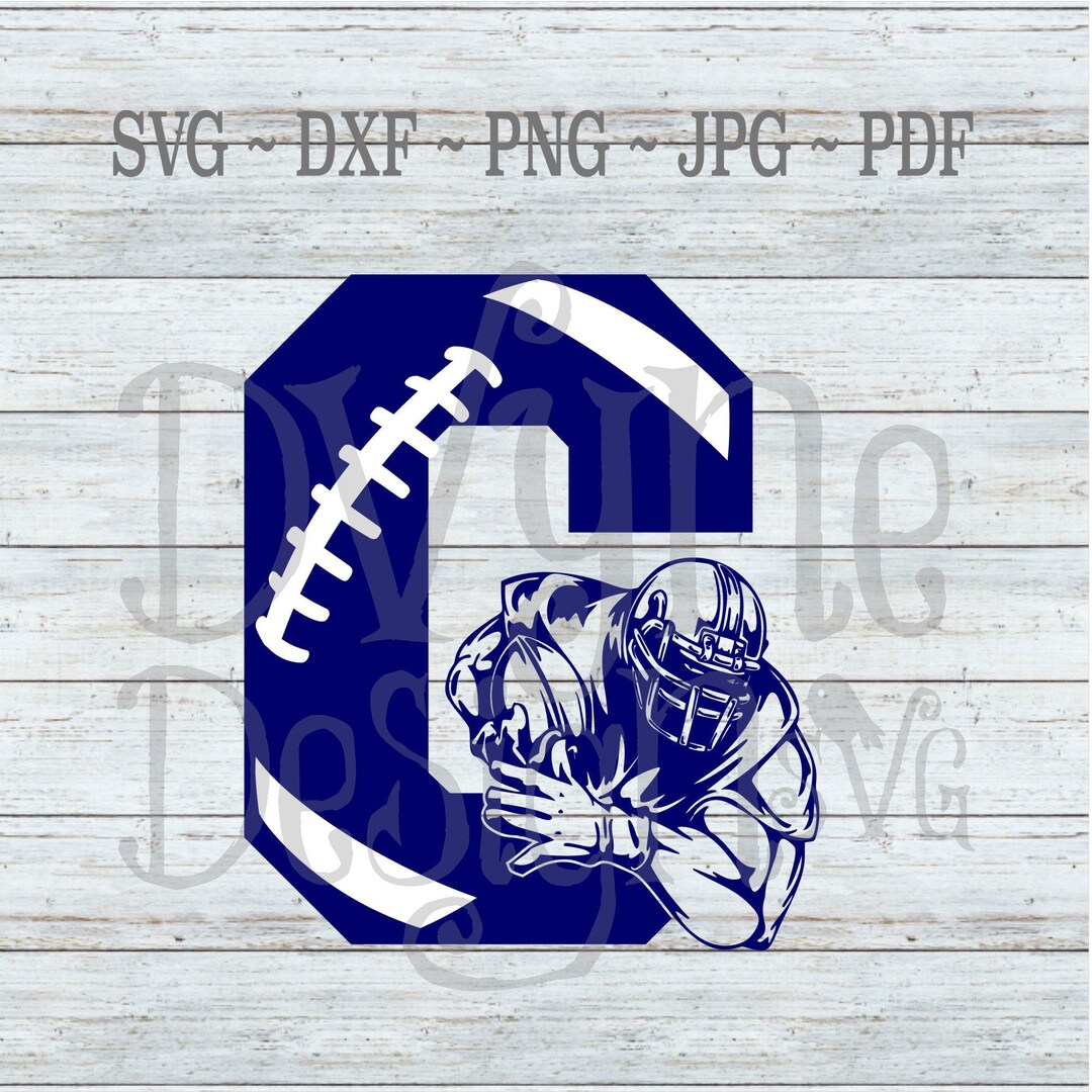 Athletic Letter C Football SVG Digital Download for Silhouette, Cricut ...