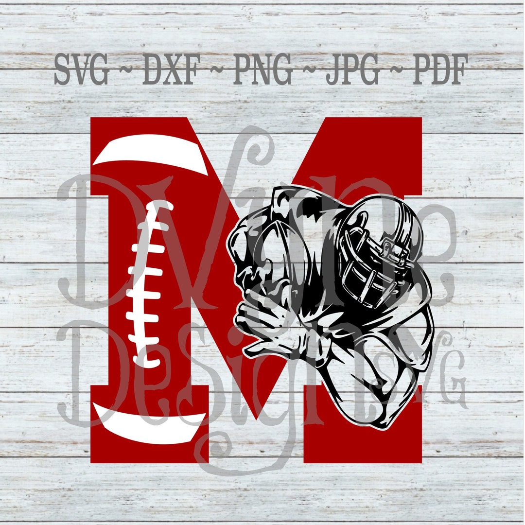 Athletic Letter M Football SVG Digital Download for Silhouette, Cricut ...