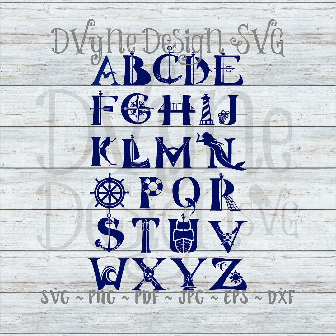 Nautical Alphabet SVG Nautical Themed Abcs Cut File for - Etsy