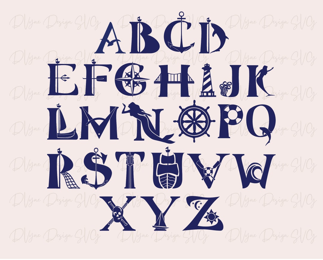 Alfabeto náutico SVG, Archivo de corte ABC con temática náutica para ...