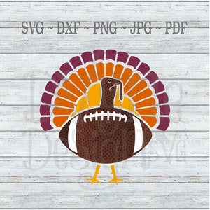 Thanksgiving Turkey Football SVG for Silhouette or Cricut Cutting ...