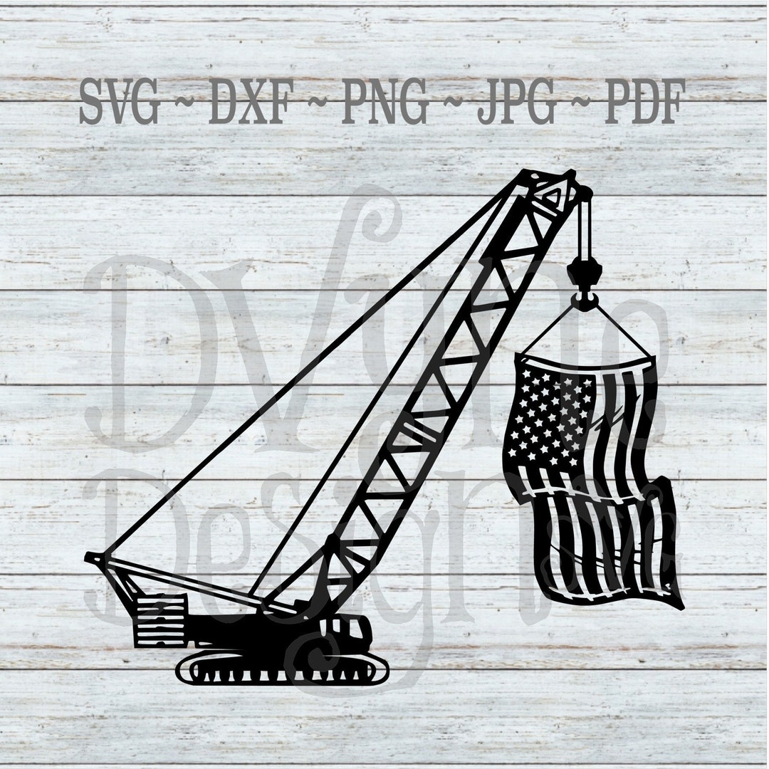 Mobile Crane With Flag SVG, Construction Crane SVG, Crane Flag SVG ...