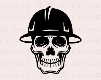 Skull With Hard Hat Svg, Skull Hat SVG, Skull SVG, Construction Worker ...