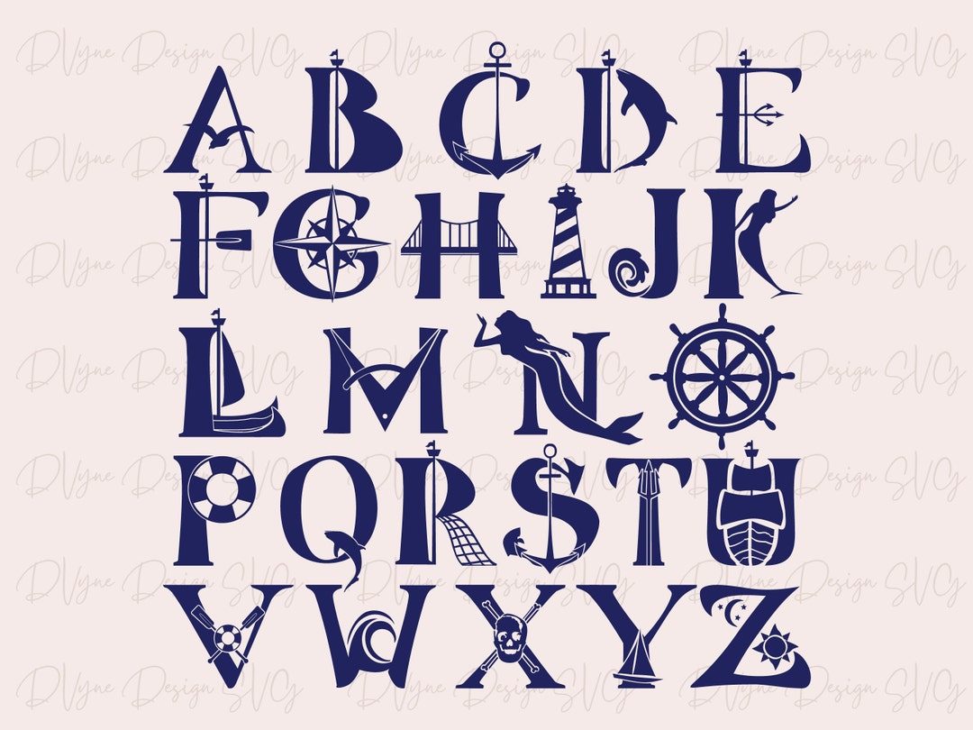 Alfabeto náutico SVG, arquivo de corte ABC com tema náutico para ...