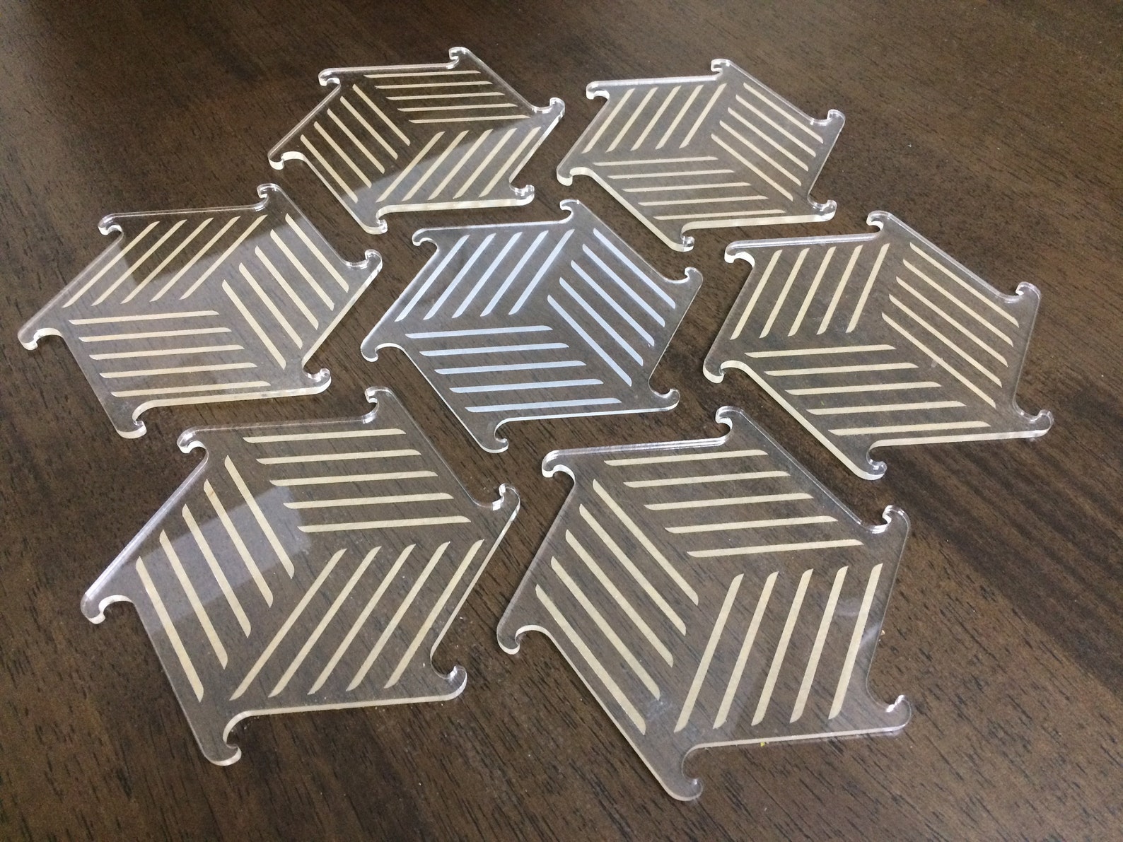 Geometrical Interlocking Acrylic Coasters - Etsy UK