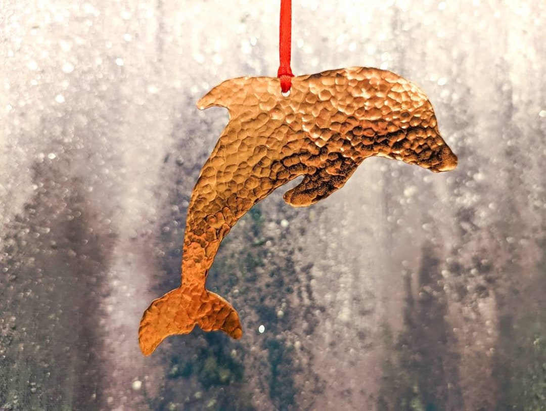 Hammered Copper Dolphin Christmas Ornament: Handmade Holiday Decor - Etsy
