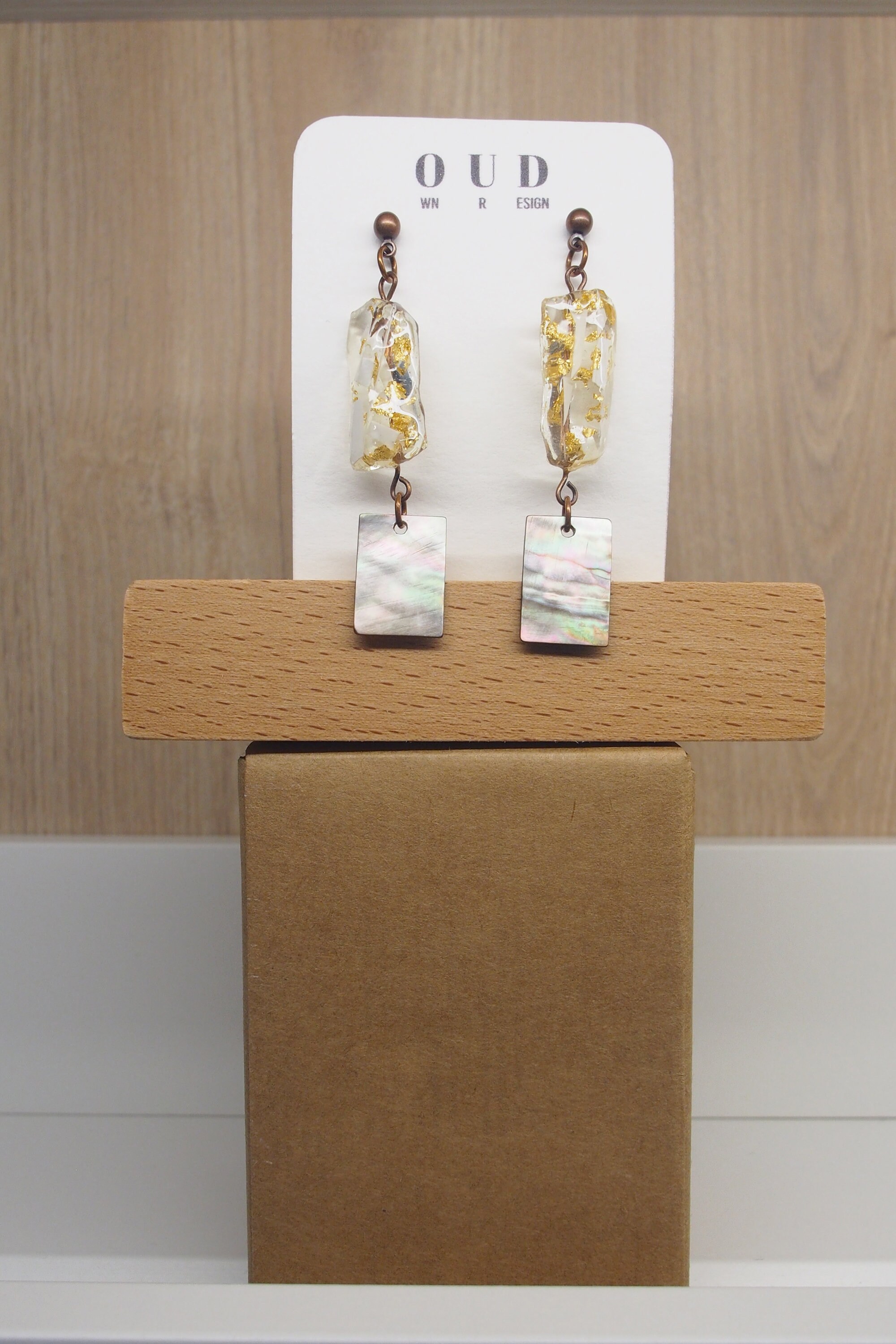 Rectangle Abalone Shell/mop Shells/gold Foil/dangle - Etsy