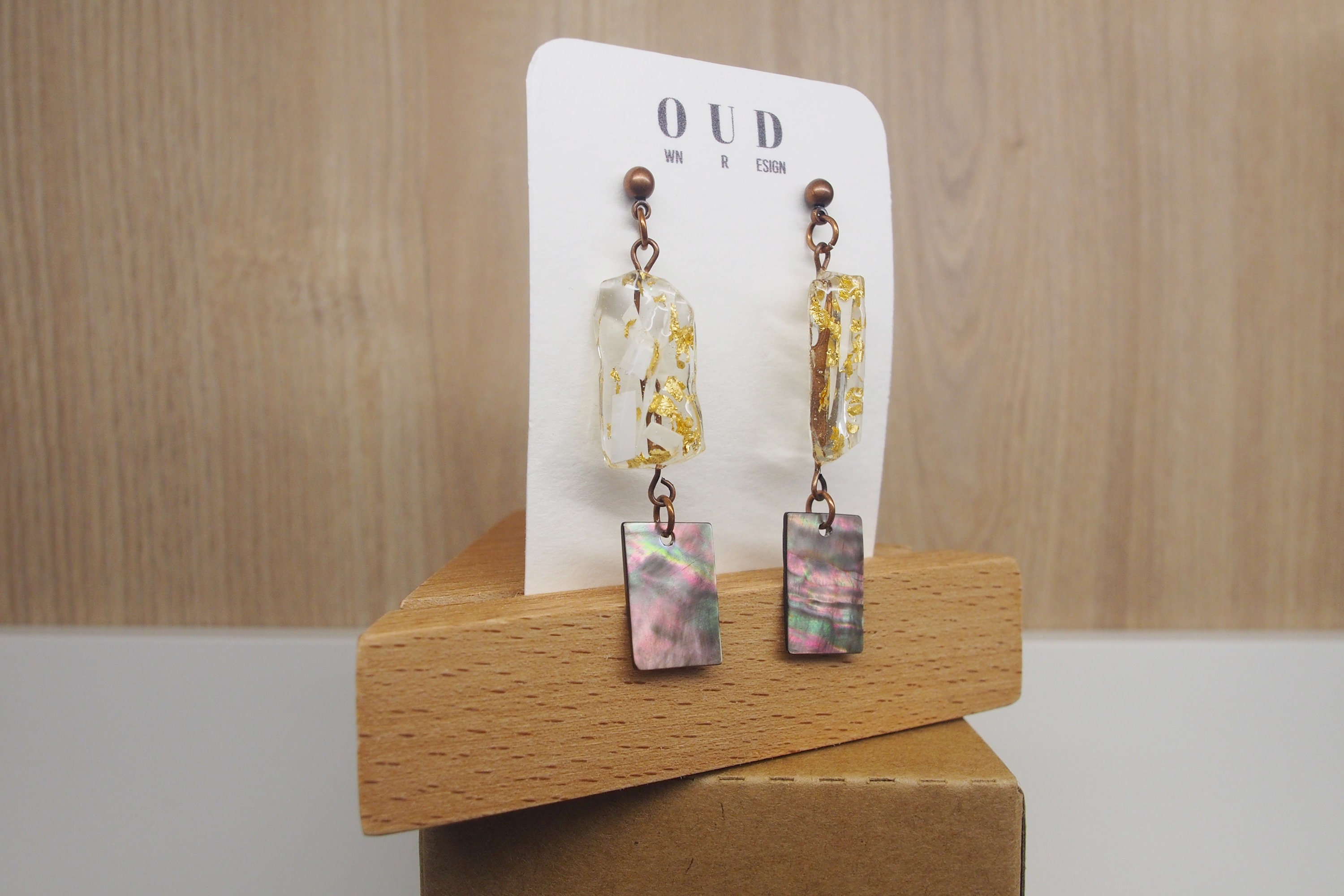 Rectangle Abalone Shell/mop Shells/gold Foil/dangle - Etsy