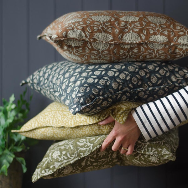 Block Print Cushion - Etsy UK